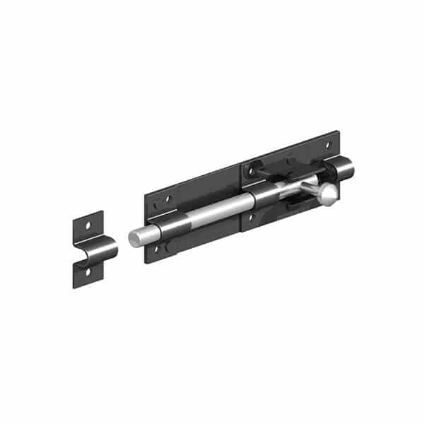 6 Inch Tower Bolt: Black with Screws - Garden Security Accessories